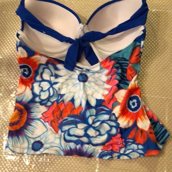 Swim | Tahini Bathing Suit Set Blue With Flowers Top And Bottom Nwt ...